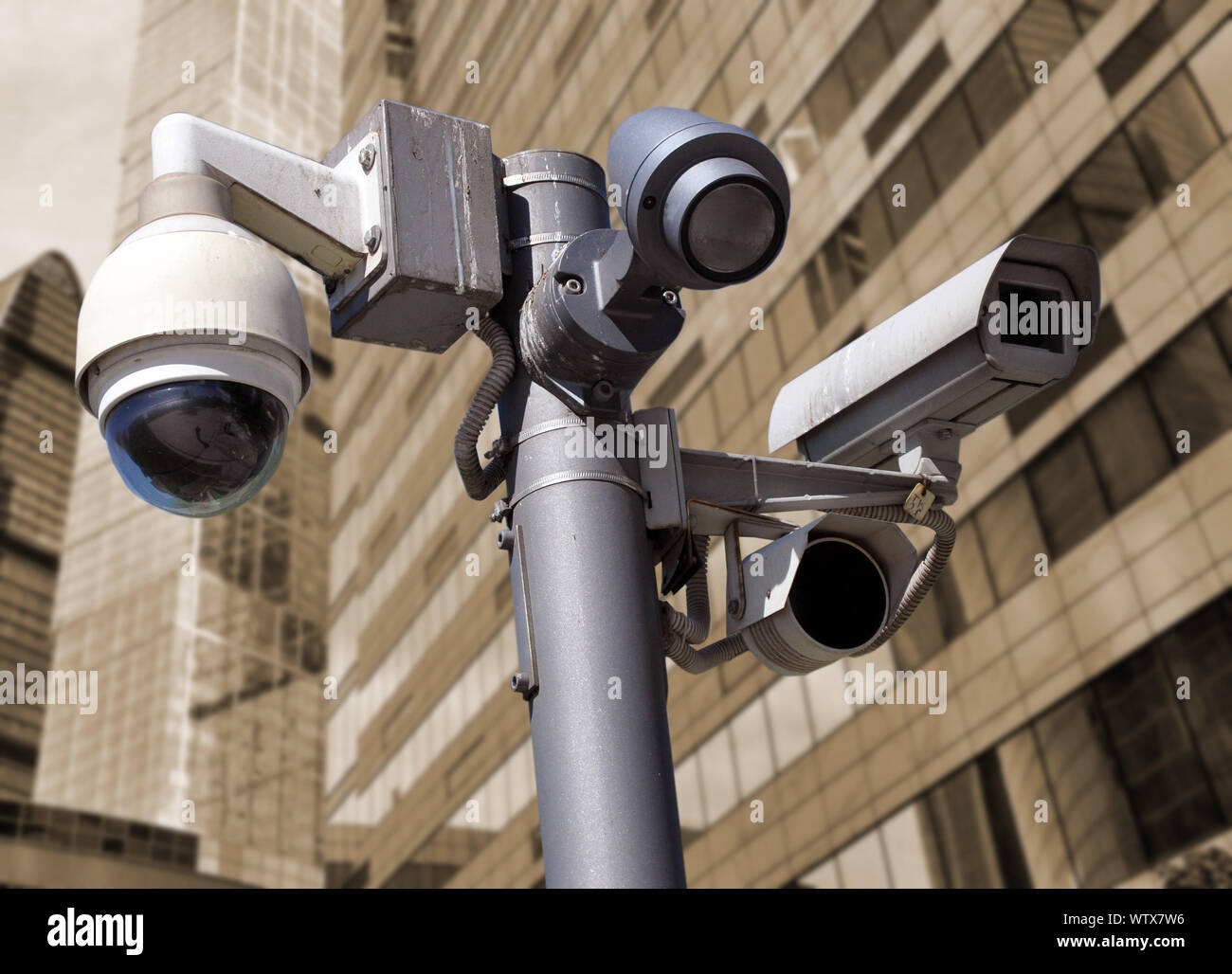 closed circuit camera Multi-angle CCTV system on the background of the ...