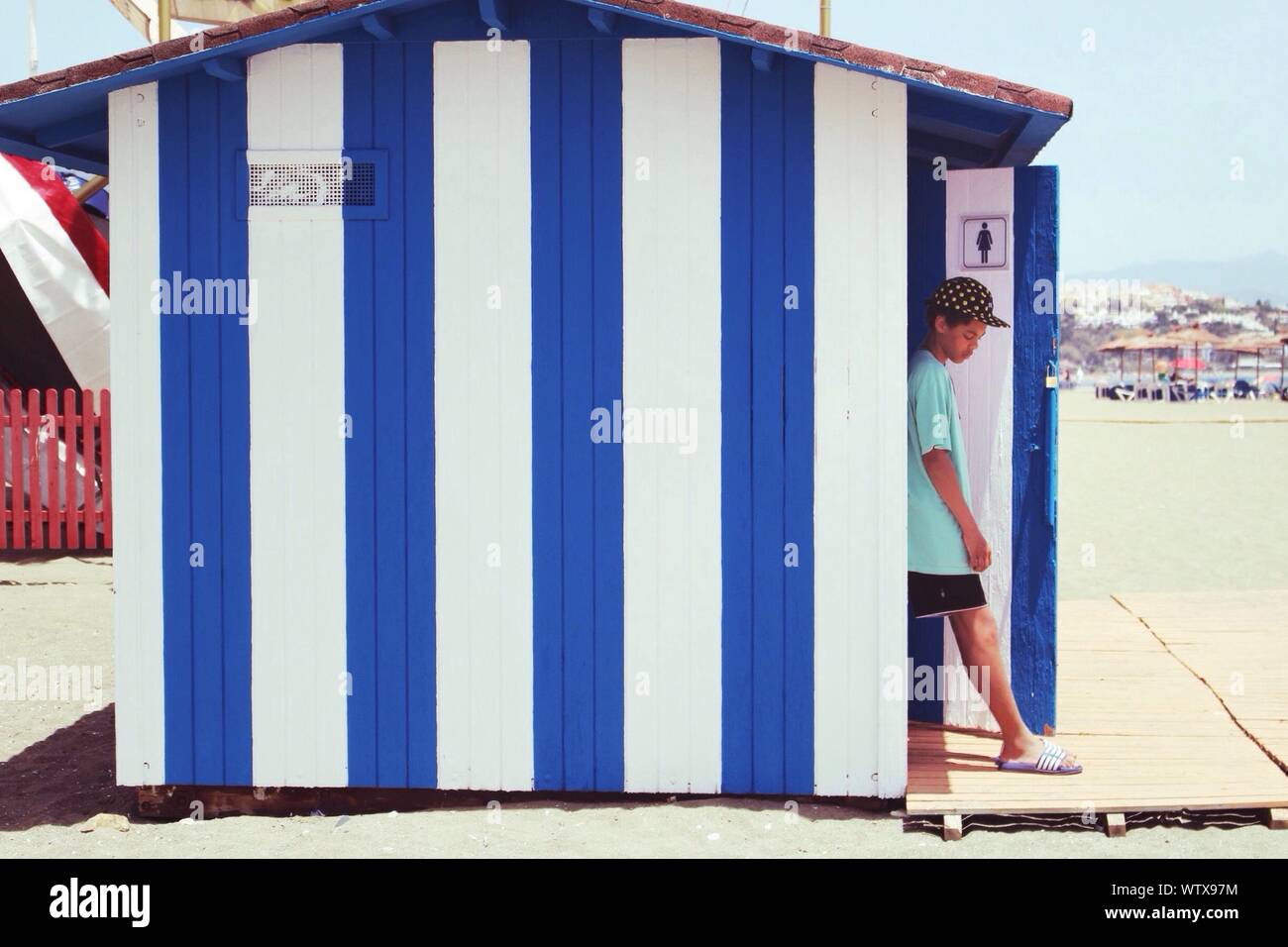 Striped blue hut hi-res stock photography and images - Alamy
