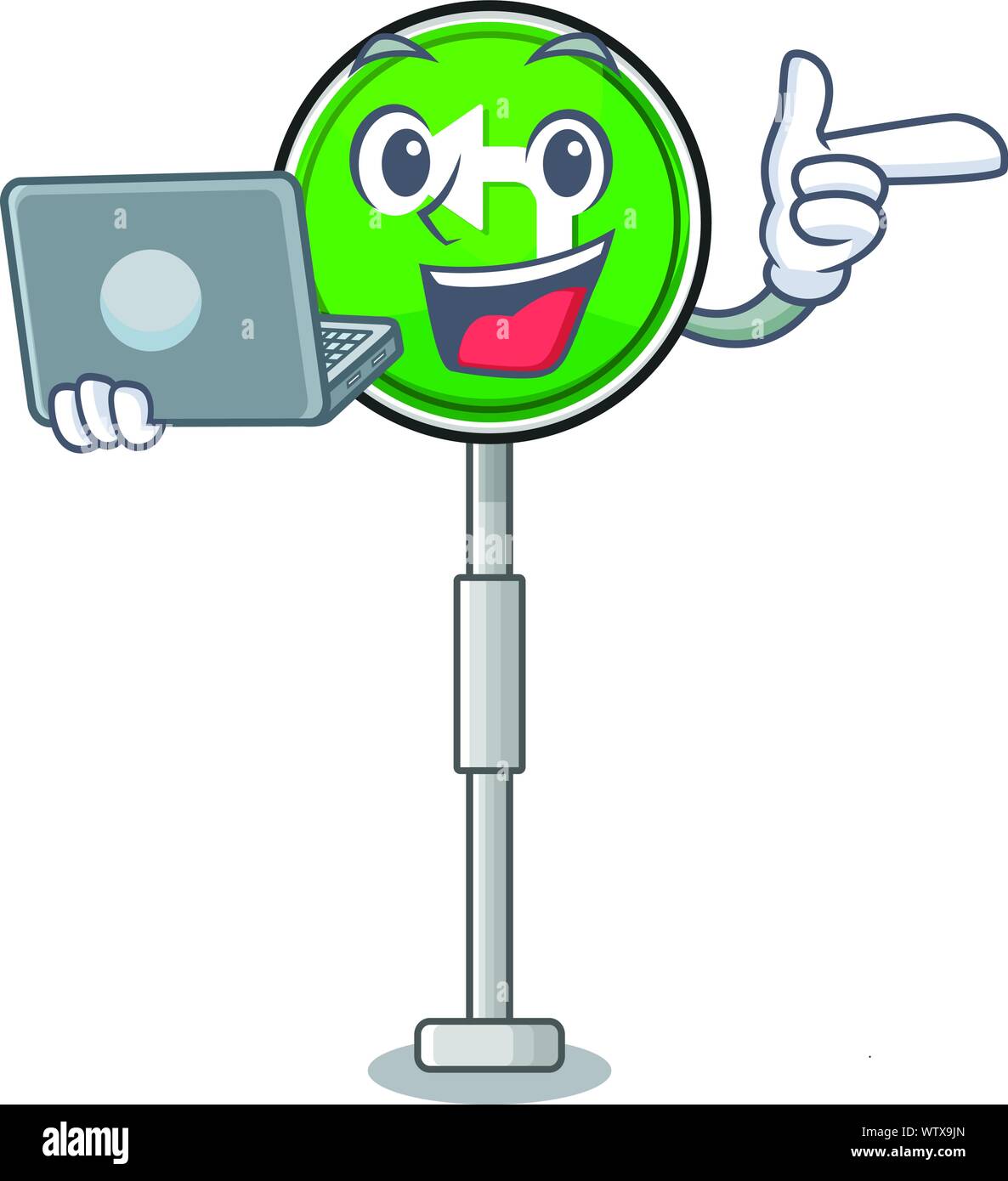 With laptop turn left isolated with the cartoon Stock Vector Image ...