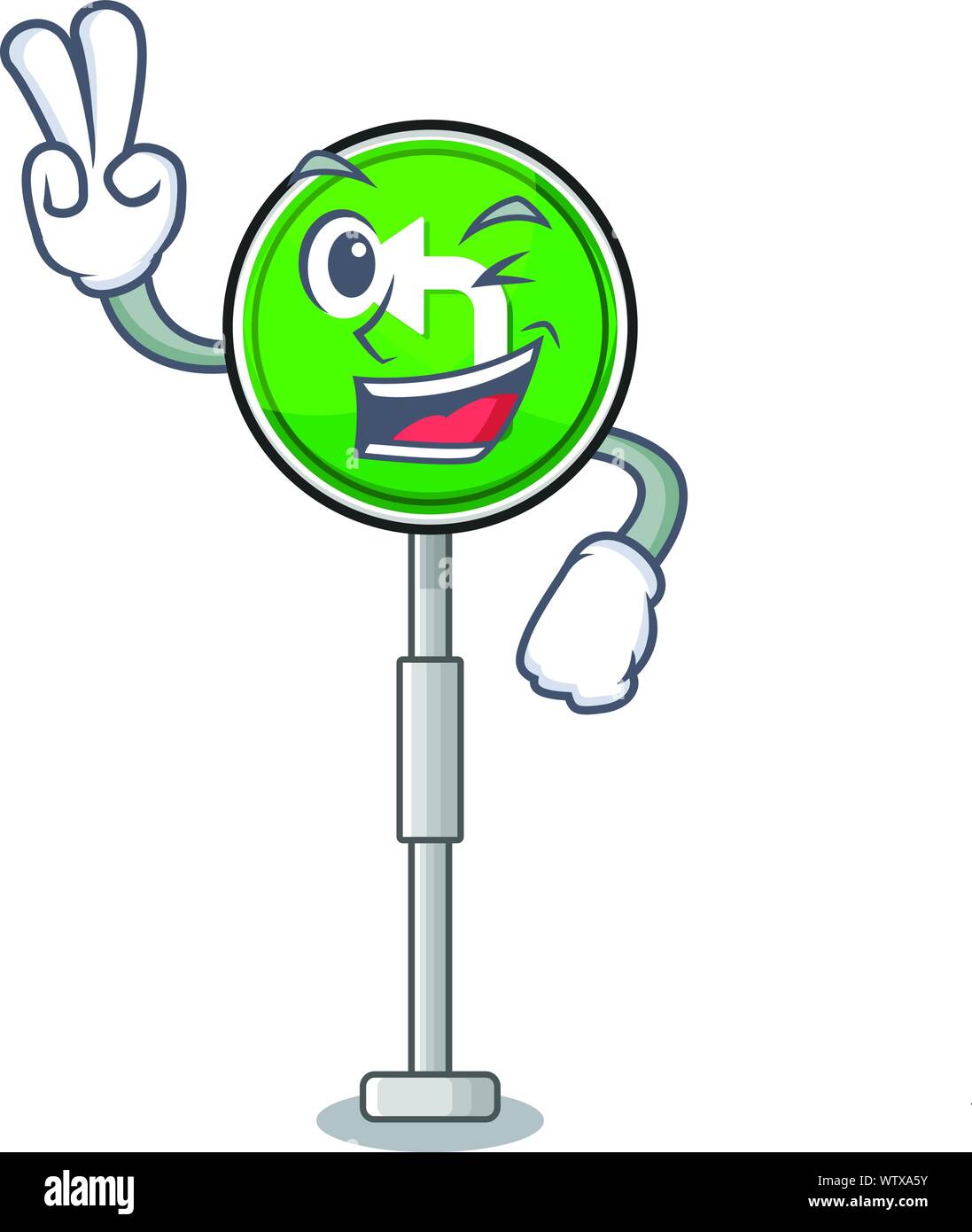 Two finger turn left cartoon on side mascot road Stock Vector Image ...