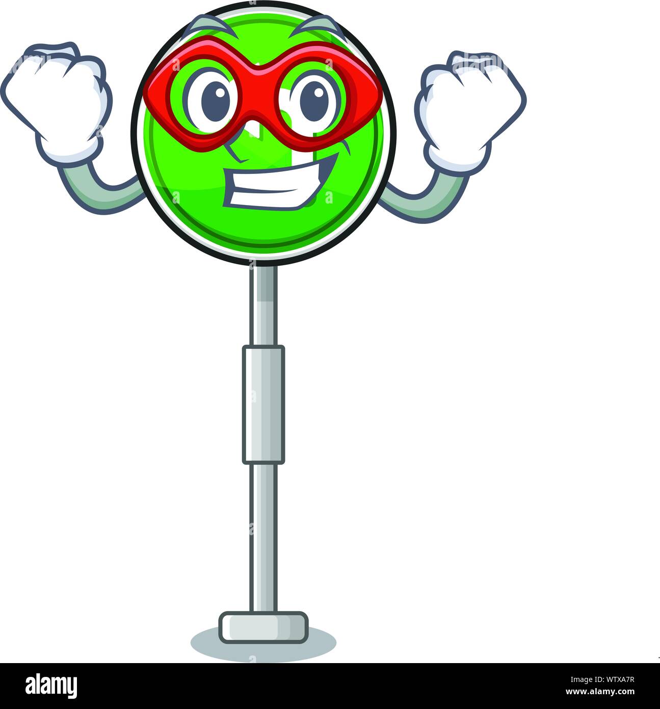 Super hero turn left cartoon on side mascot road Stock Vector Image ...