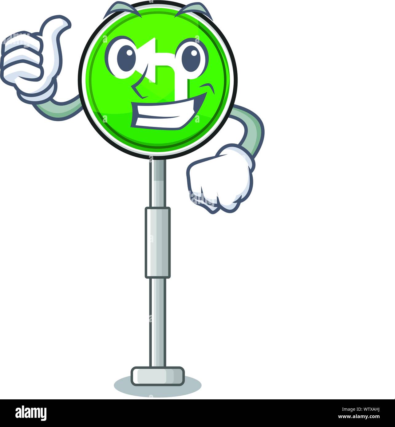 Thumbs up turn left cartoon on side mascot road Stock Vector Image ...