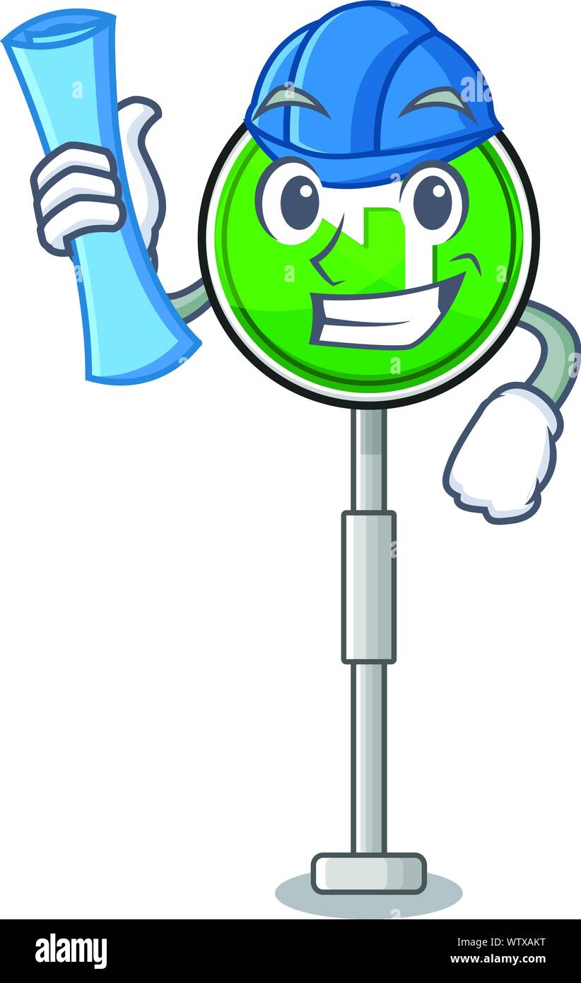 Architect turn left cartoon on side mascot road Stock Vector Image ...