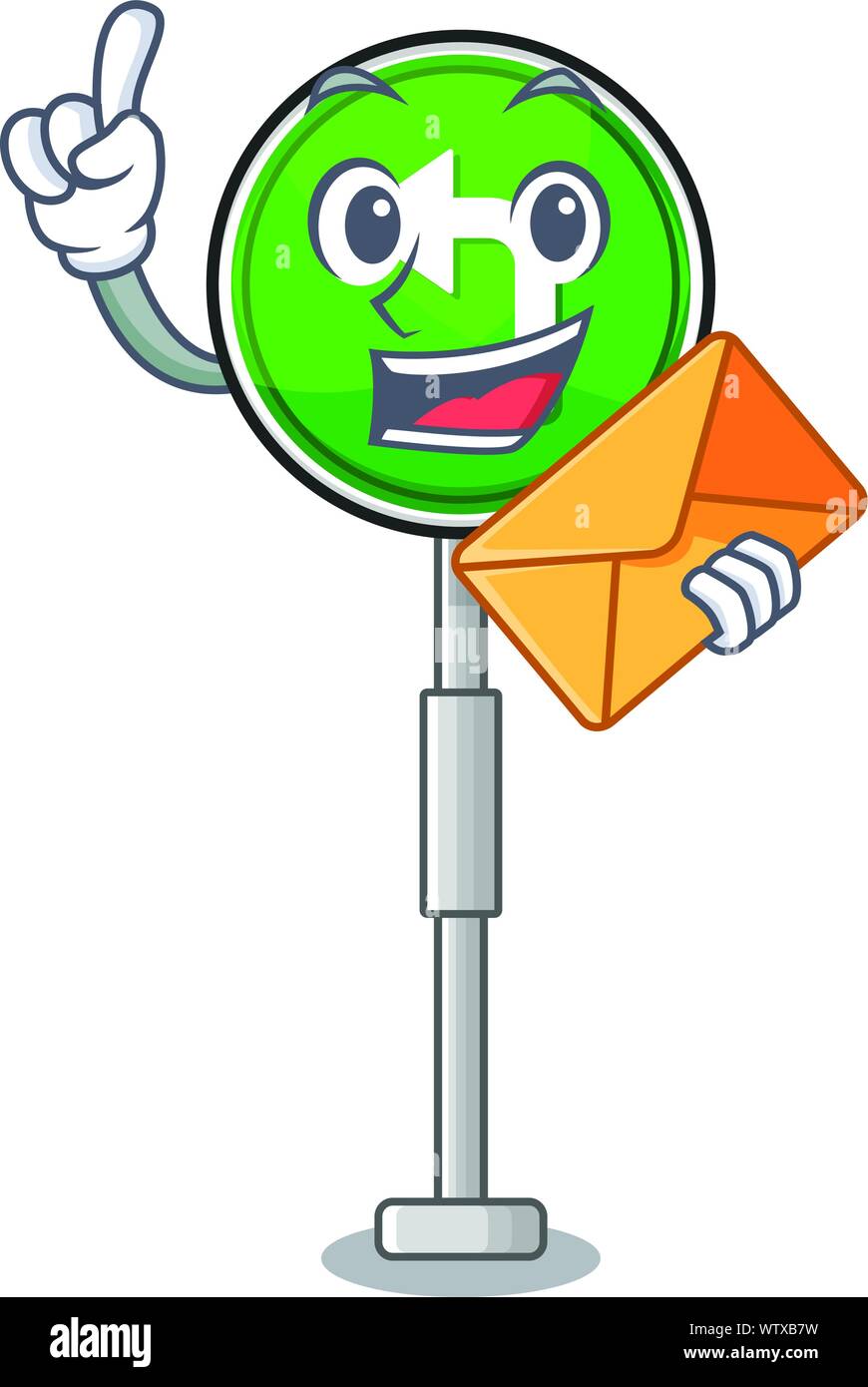 With envelope turn left cartoon on side mascot road Stock Vector Image ...