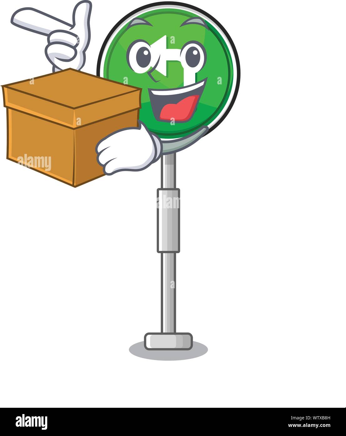 With box turn left cartoon on side mascot road Stock Vector Image & Art ...