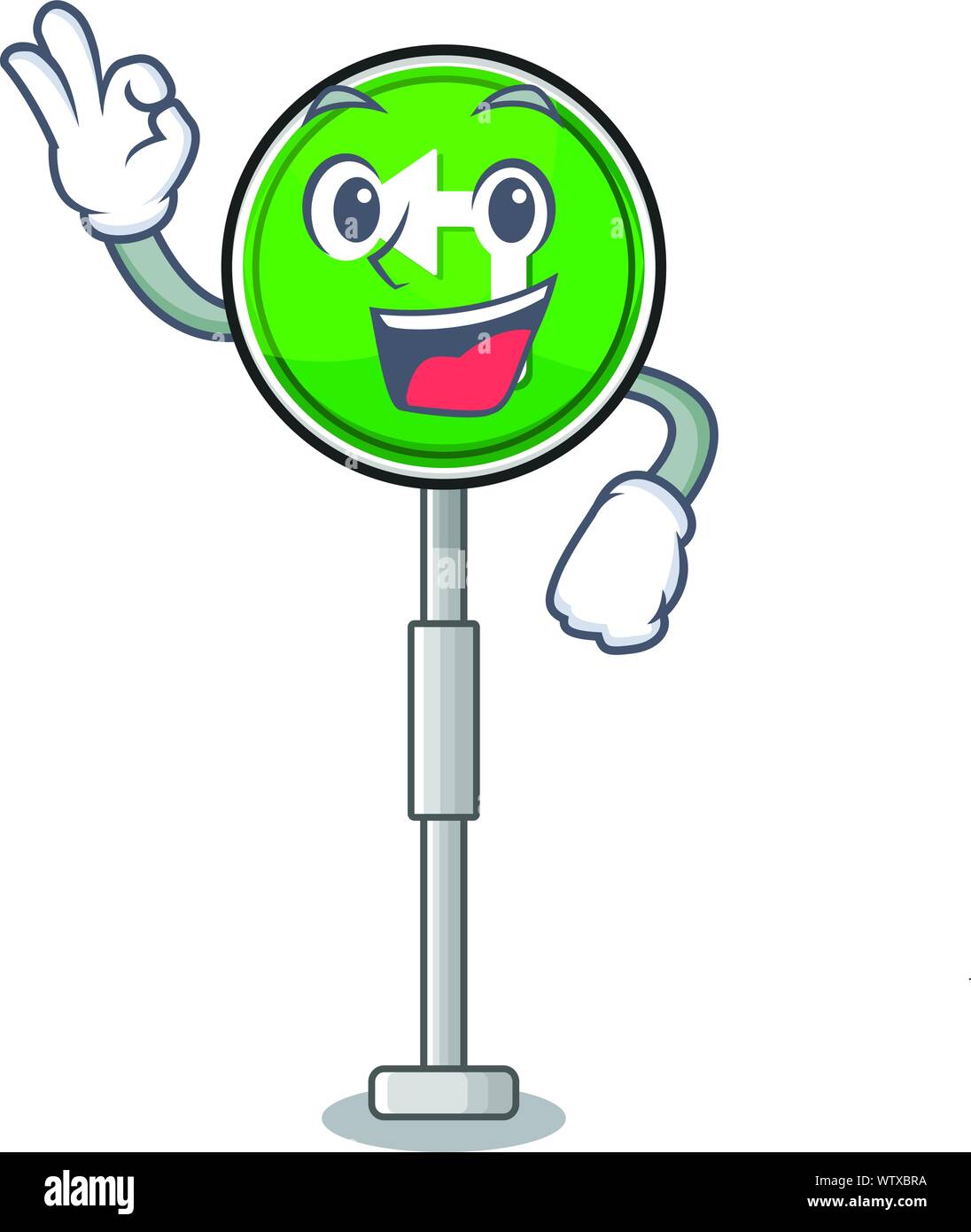Okay turn left cartoon on side mascot road Stock Vector Image & Art - Alamy