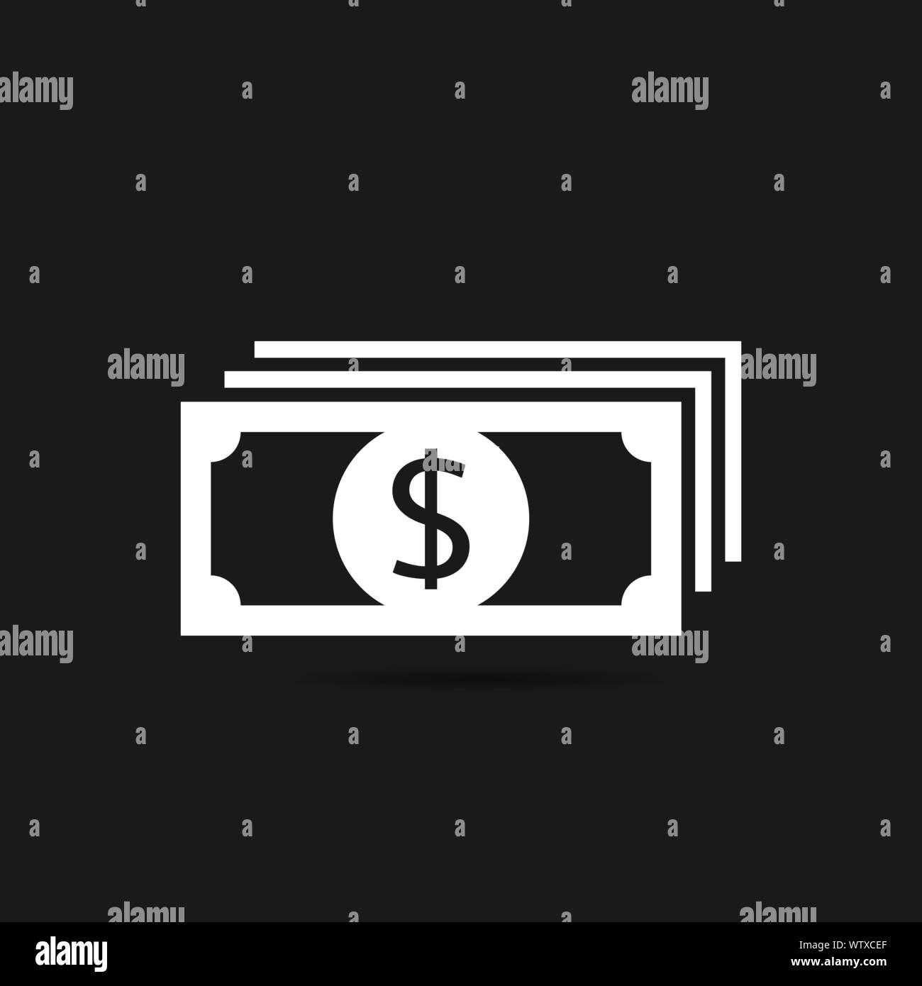 White Dollar icon. Money sign isolated, Vector illustration Stock ...