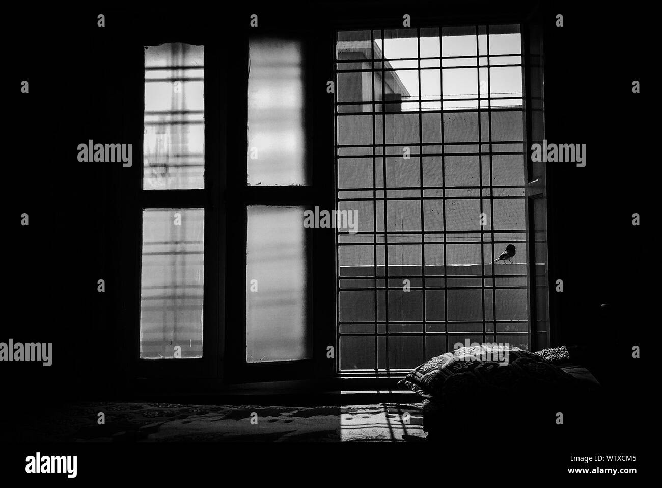 Falling through window Black and White Stock Photos & Images - Alamy