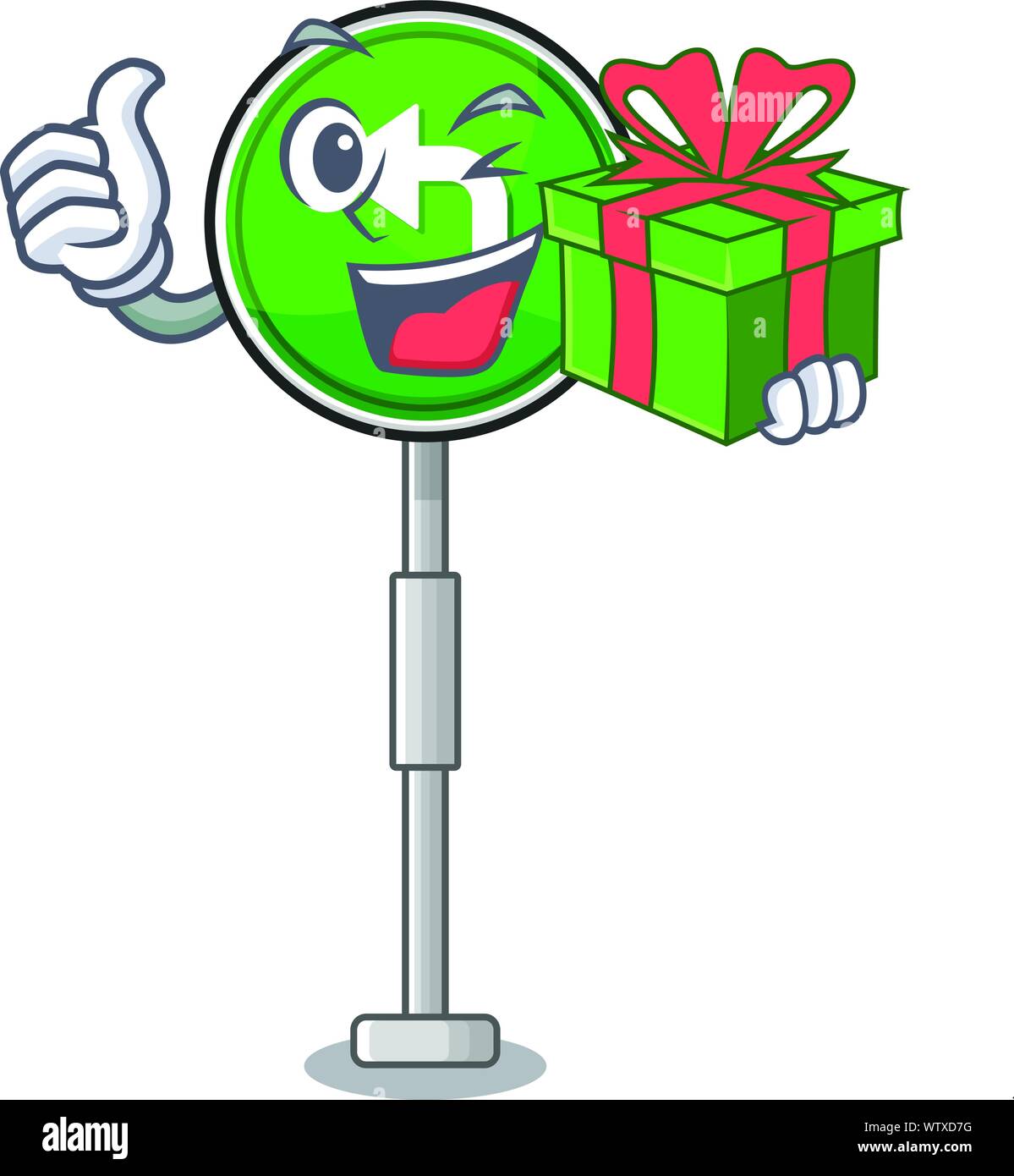 With gift turn left character shaped with mascot Stock Vector Image ...
