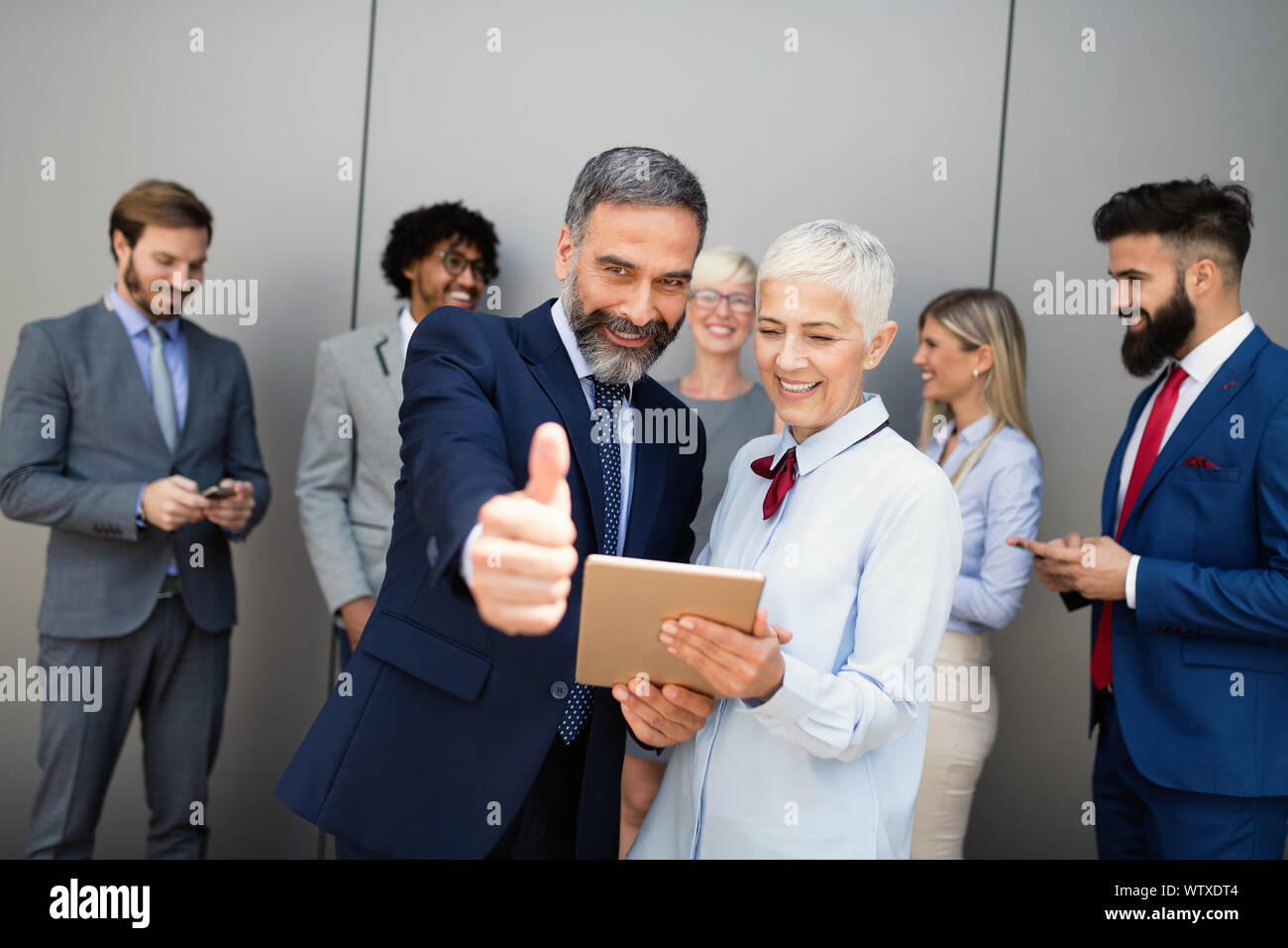 Business people meeting corporate digital device connection concept ...