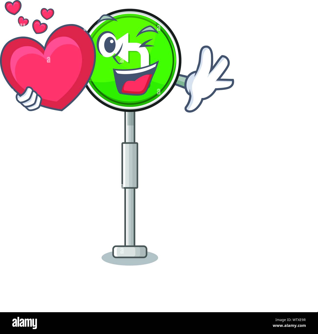 With heart turn left character shaped with mascot Stock Vector Image ...