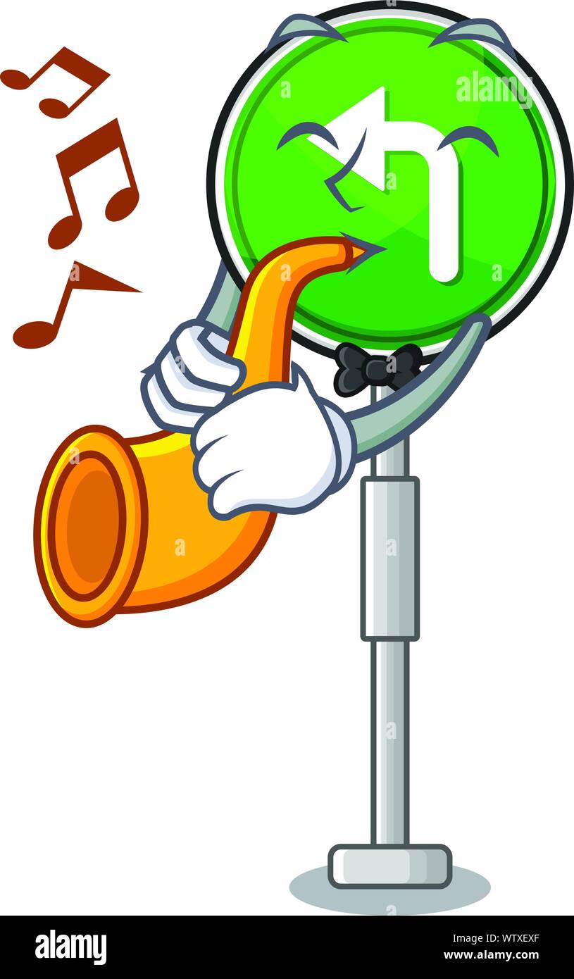 With trumpet turn left character shaped with mascot Stock Vector Image ...