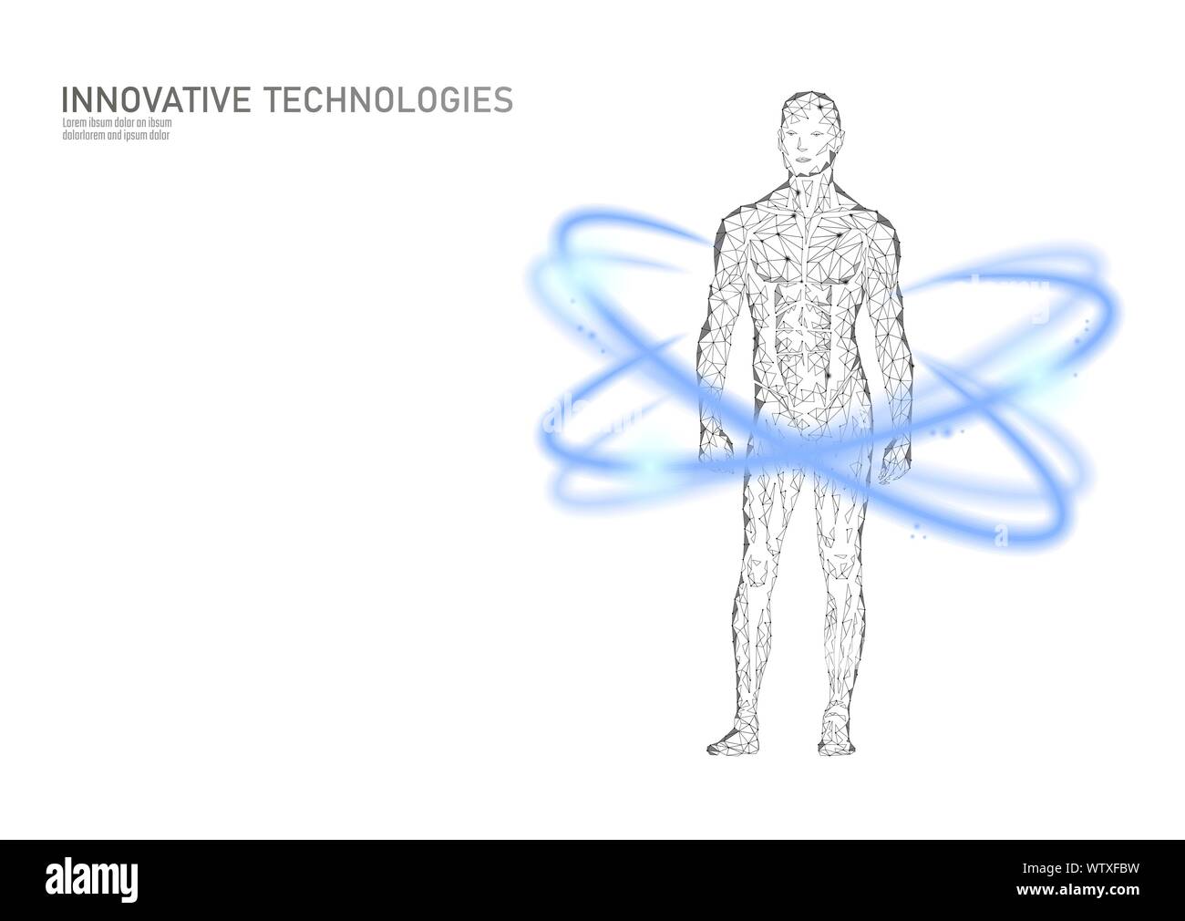 3D low poly human body HUD display doctor online. Future technology ...