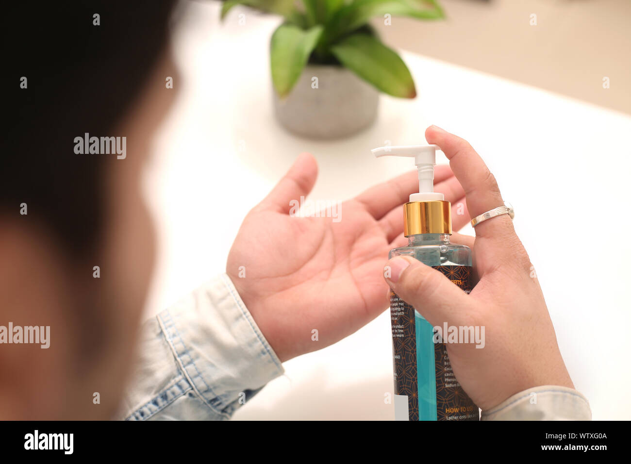 Picture of man liquid spray medicine bottle holding in hand. Isolated ...