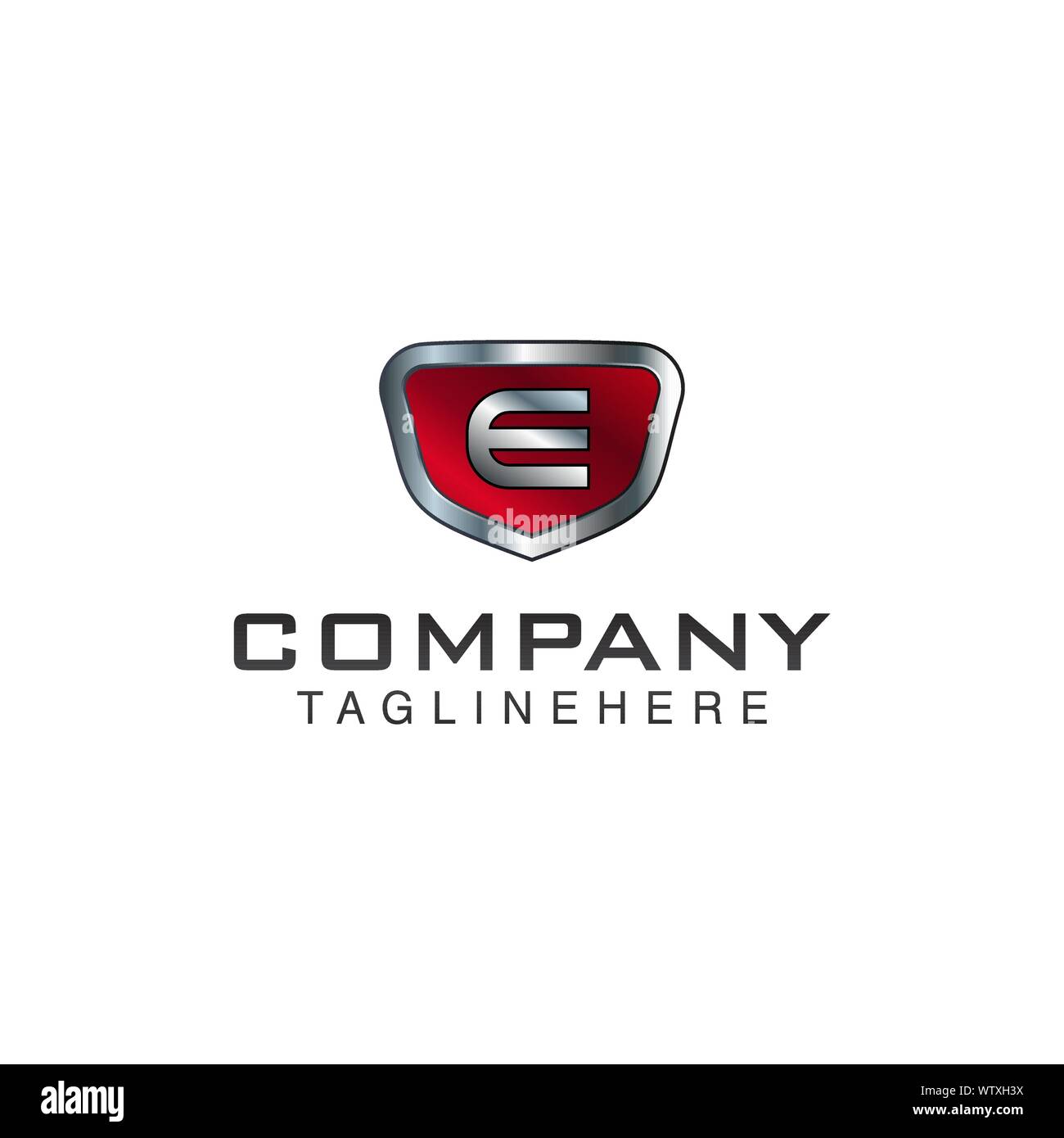 E Letter shield vector logo template. Black and red color. This ...