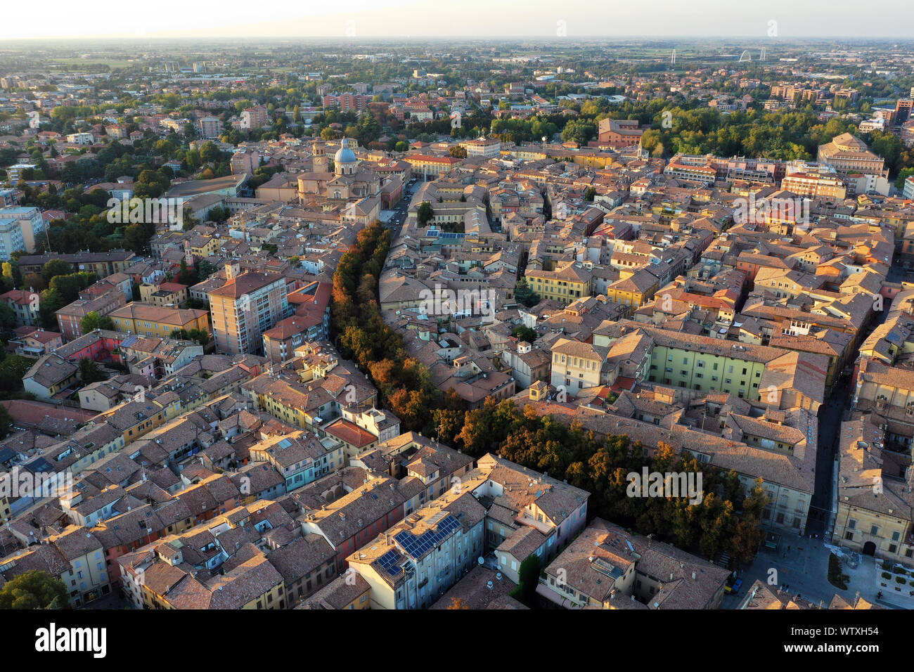 Aerial view of the Reggio Emilia town center, Emilia Romagna / Italy ...