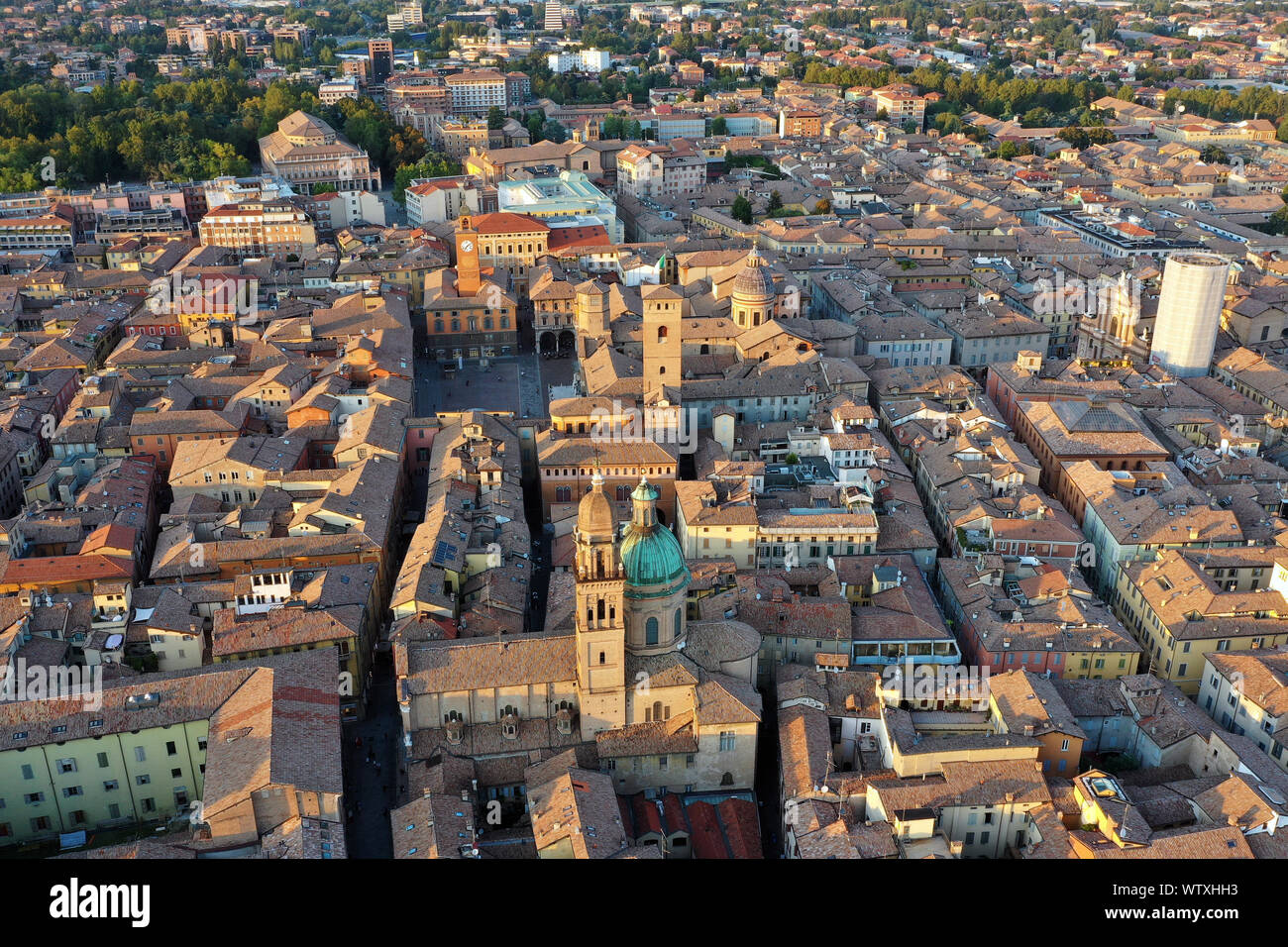 Aerial view of the Reggio Emilia town center, Emilia Romagna / Italy ...