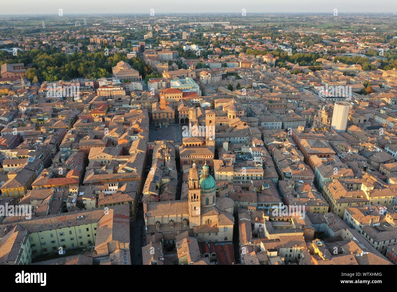 Aerial view of the Reggio Emilia town center, Emilia Romagna / Italy ...