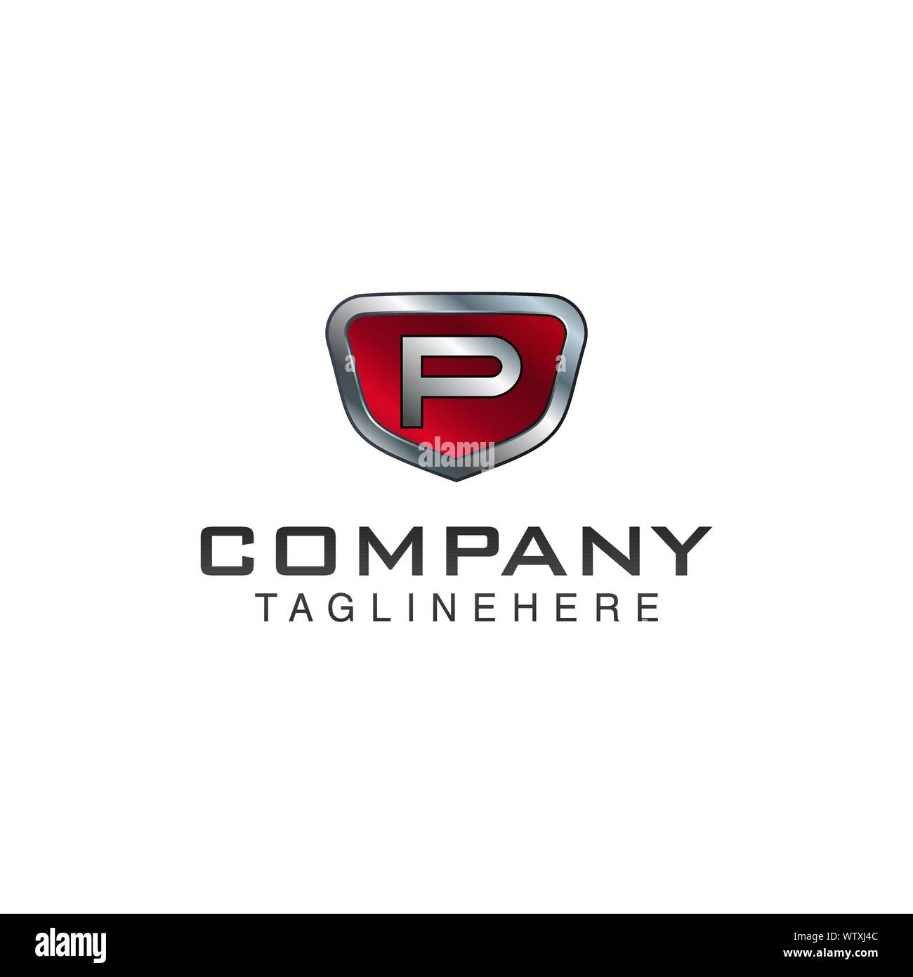 P Letter shield vector logo template. Black and red color. This ...