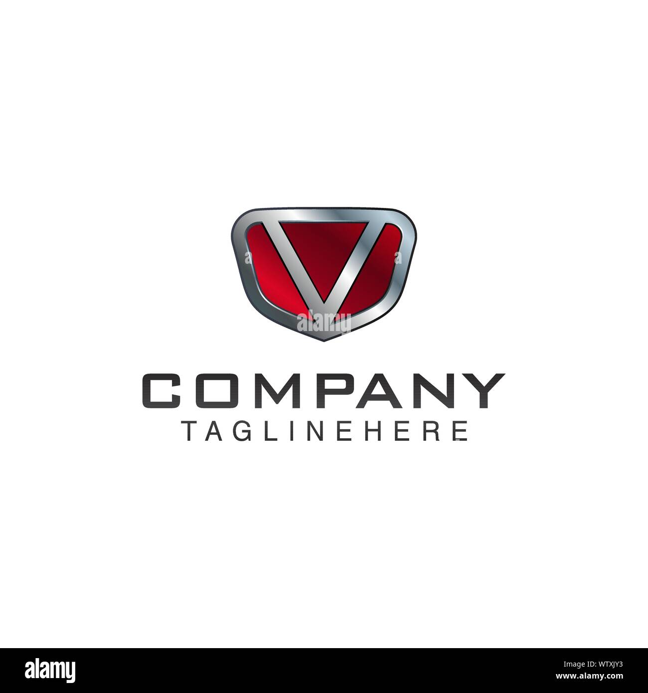V Letter shield vector logo template. Black and red color. This ...