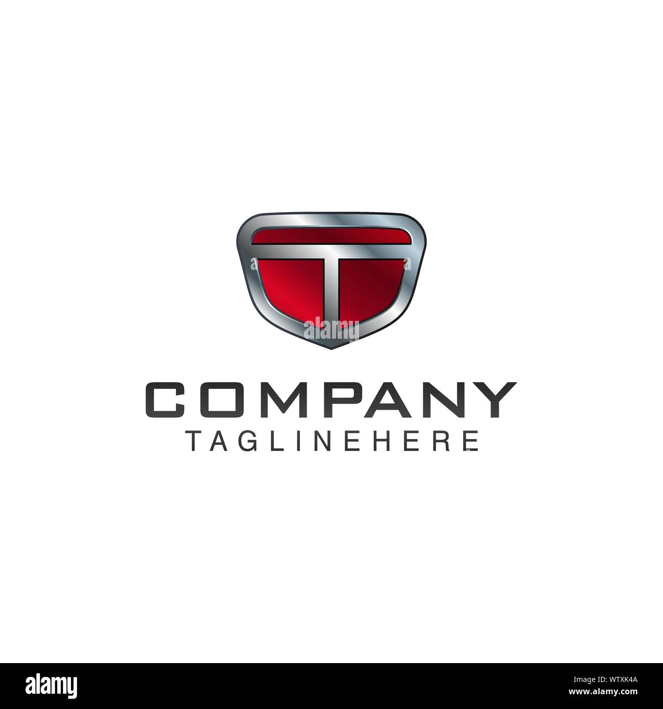 T Letter shield vector logo template. Black and red color. This ...