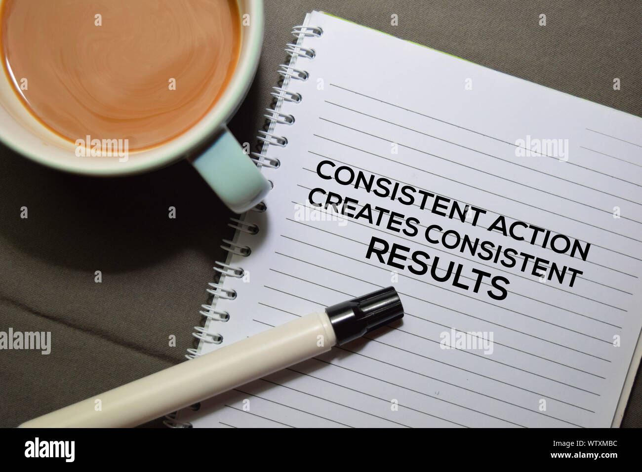 Consisten Action Creates Consistent Results text on the Book isolated ...