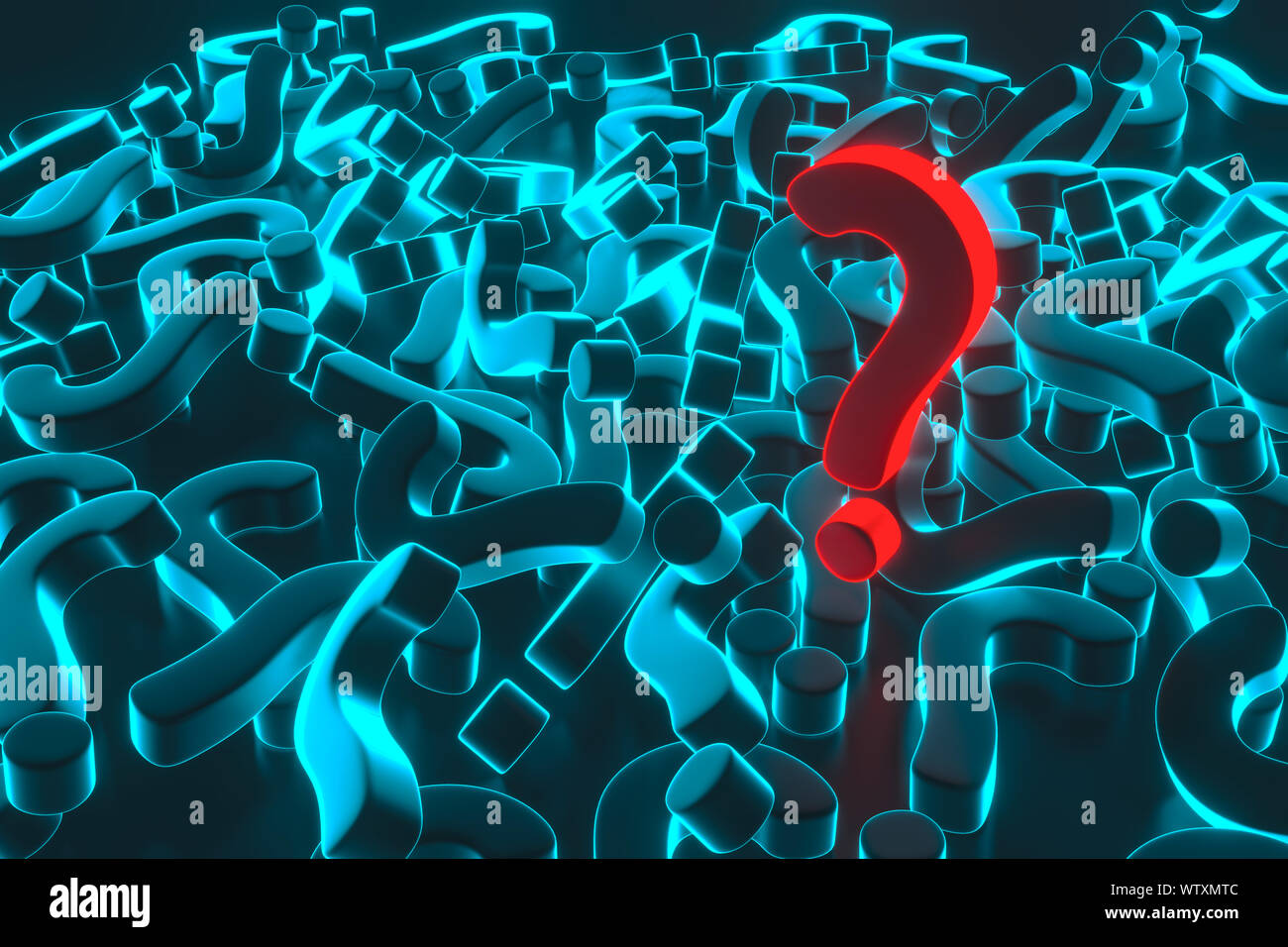 Red question mark on a mountain of question marks. FAQ concept. 3d rendering Stock Photo - Alamy