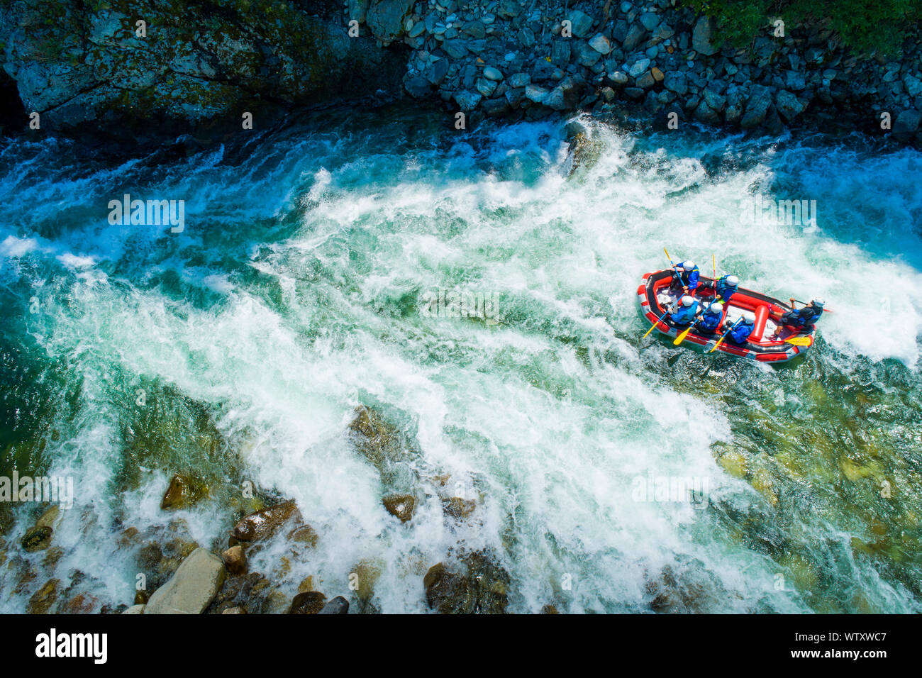 White water rafting on alpine river Stock Photo - Alamy