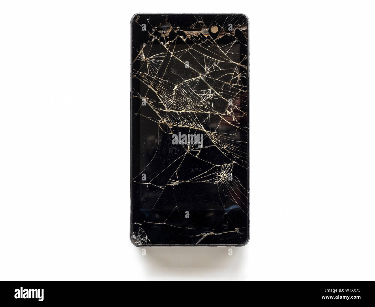 Broken touch screen smart phone isolated on white background Stock ...