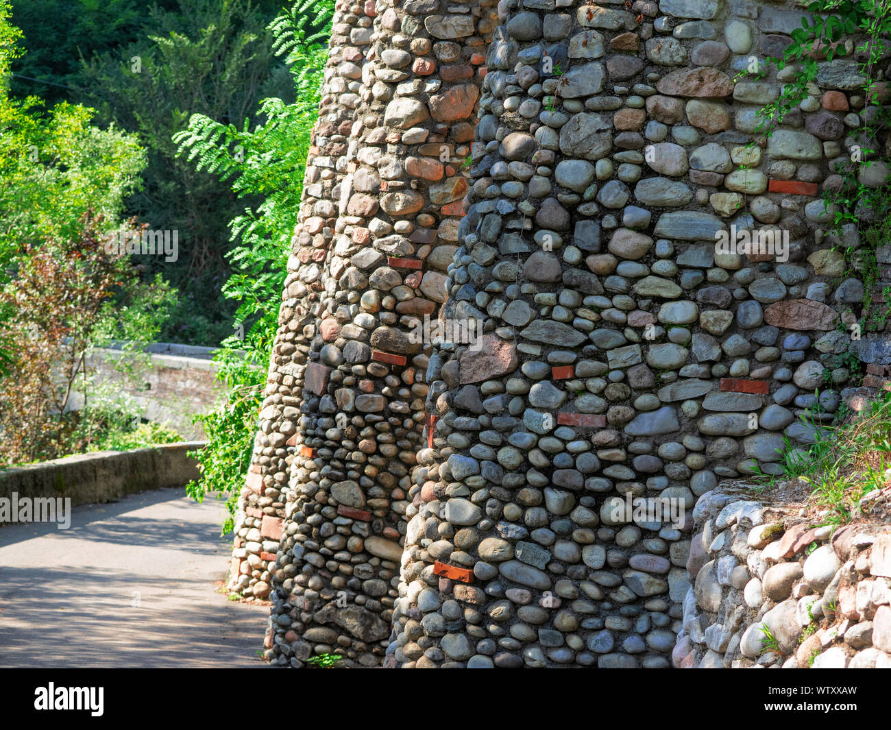 medieval castle walls reinforced with earth and stones Stock Photo - Alamy