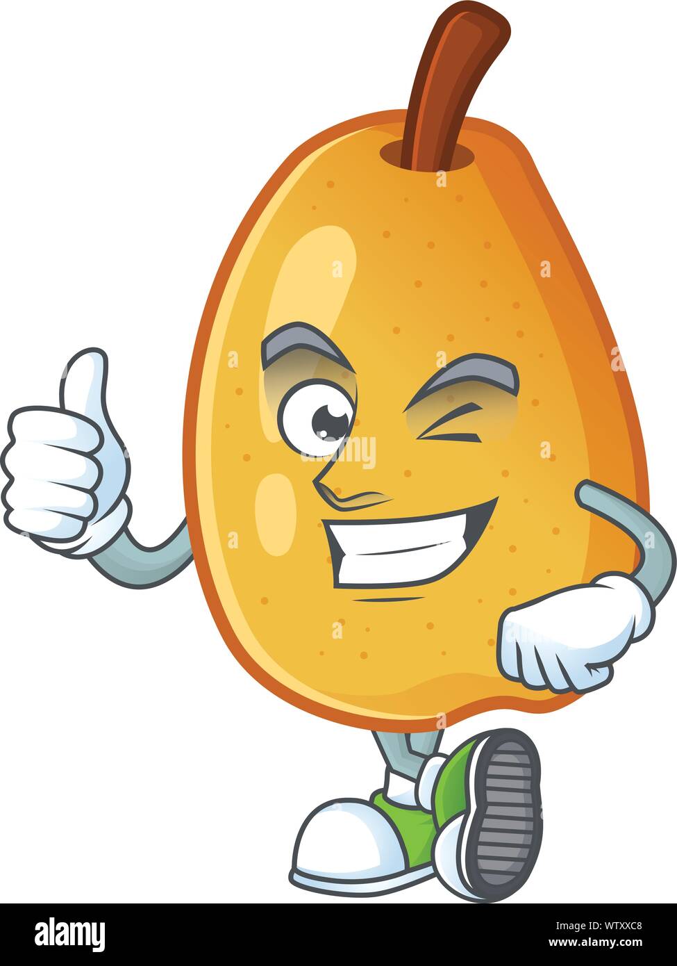 Thumbs up sweet fragrant pear cartoon on white background Stock Vector ...