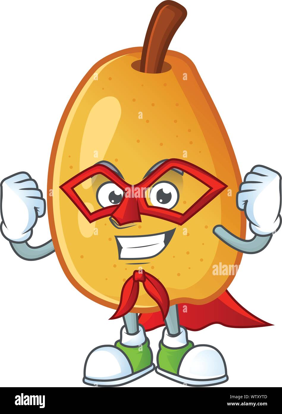 Super hero sweet fragrant pear cartoon on white background Stock Vector ...