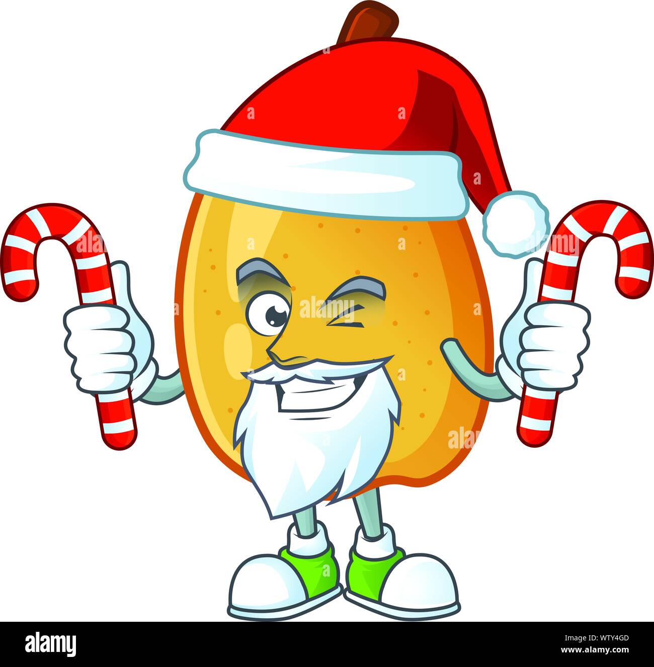 Santa with candy fragrant pear cartoon character with mascot Stock ...