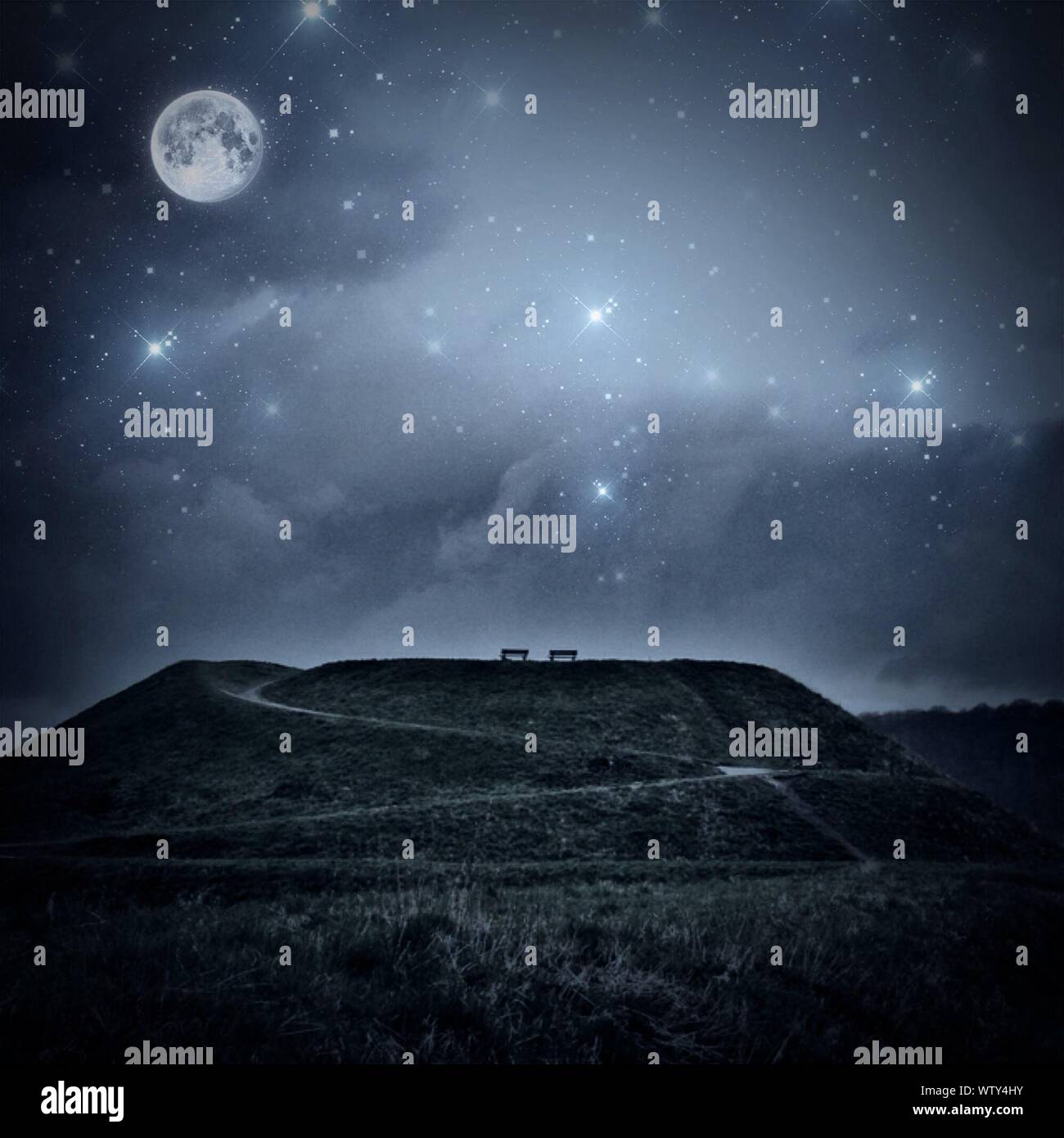 Hill with moon hi-res stock photography and images - Alamy