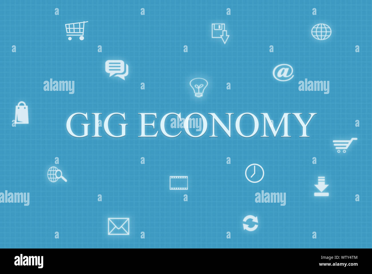 Concept of Gig economy and technology on blue background Stock Photo ...