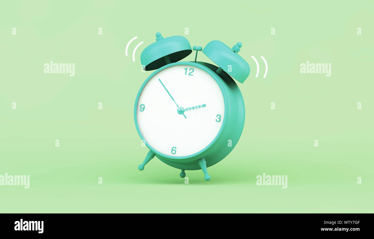 jumping Yellow alarm clock 3d rendering on a pink background Stock ...
