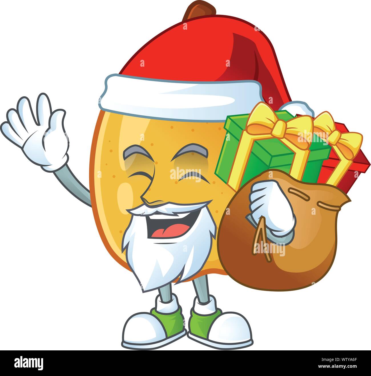 Santa with gift fragrant pear cartoon character with mascot Stock ...