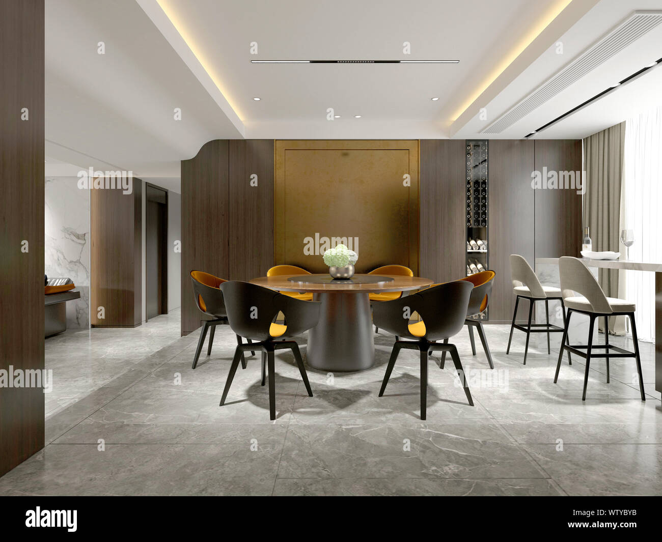 3d render. Dining room interior Stock Photo - Alamy