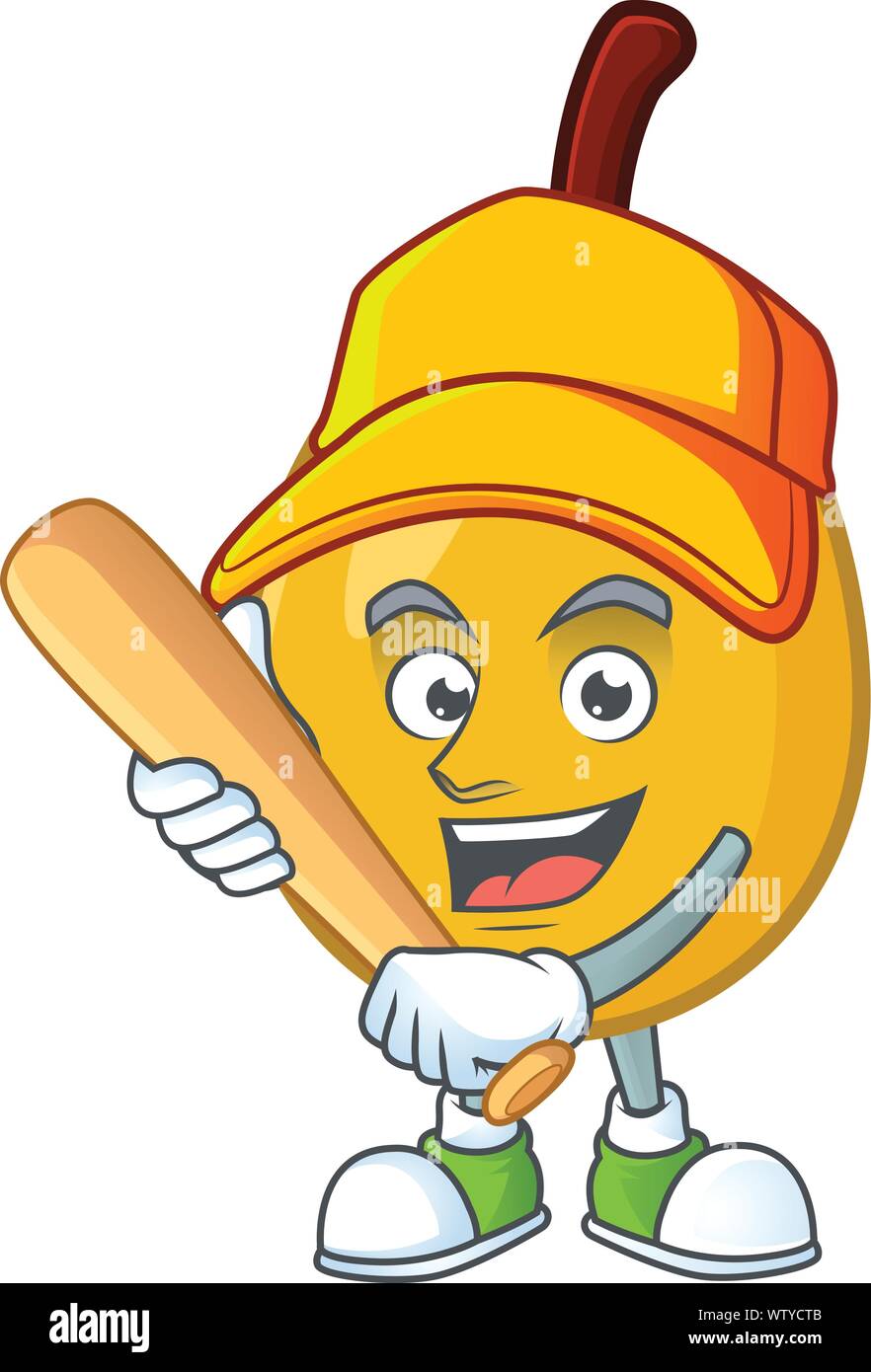 Playing baseball fruit loquat fresh mascot character shape Stock Vector ...