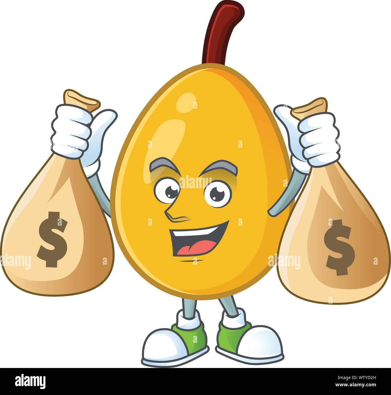With money bag fruit loquat fresh mascot character shape Stock Vector ...