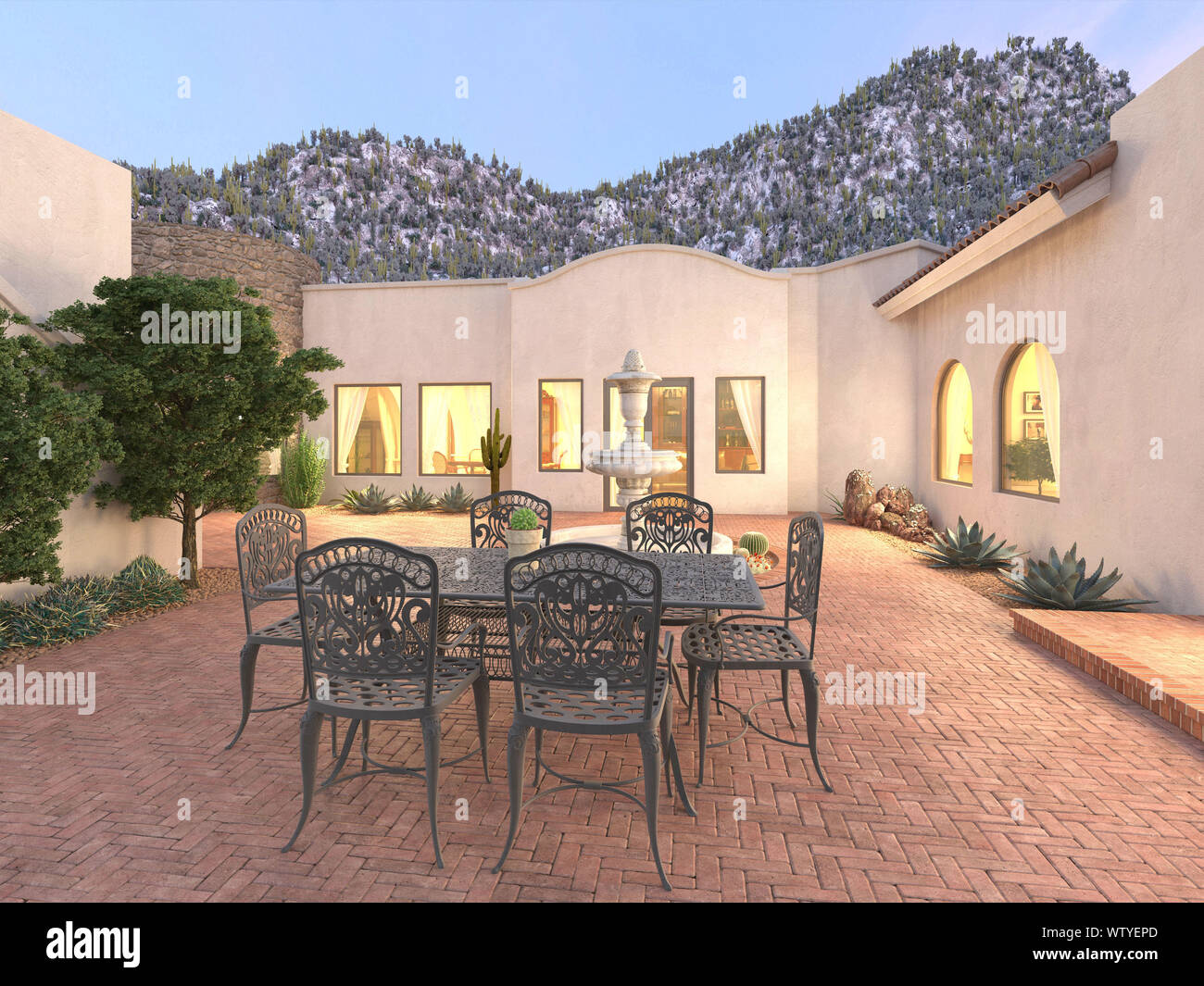 3d render. Dining room interior Stock Photo - Alamy