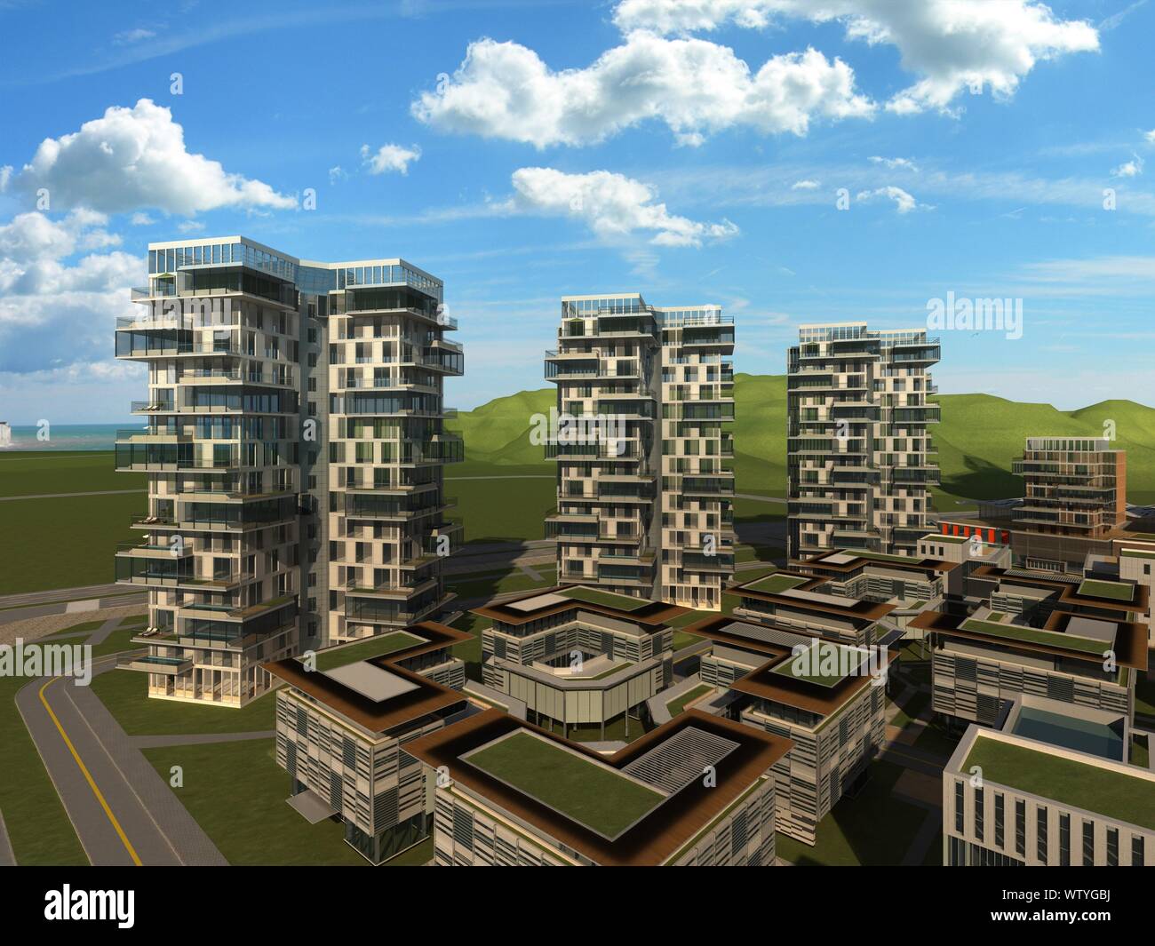 3d render. Building exterior Stock Photo - Alamy