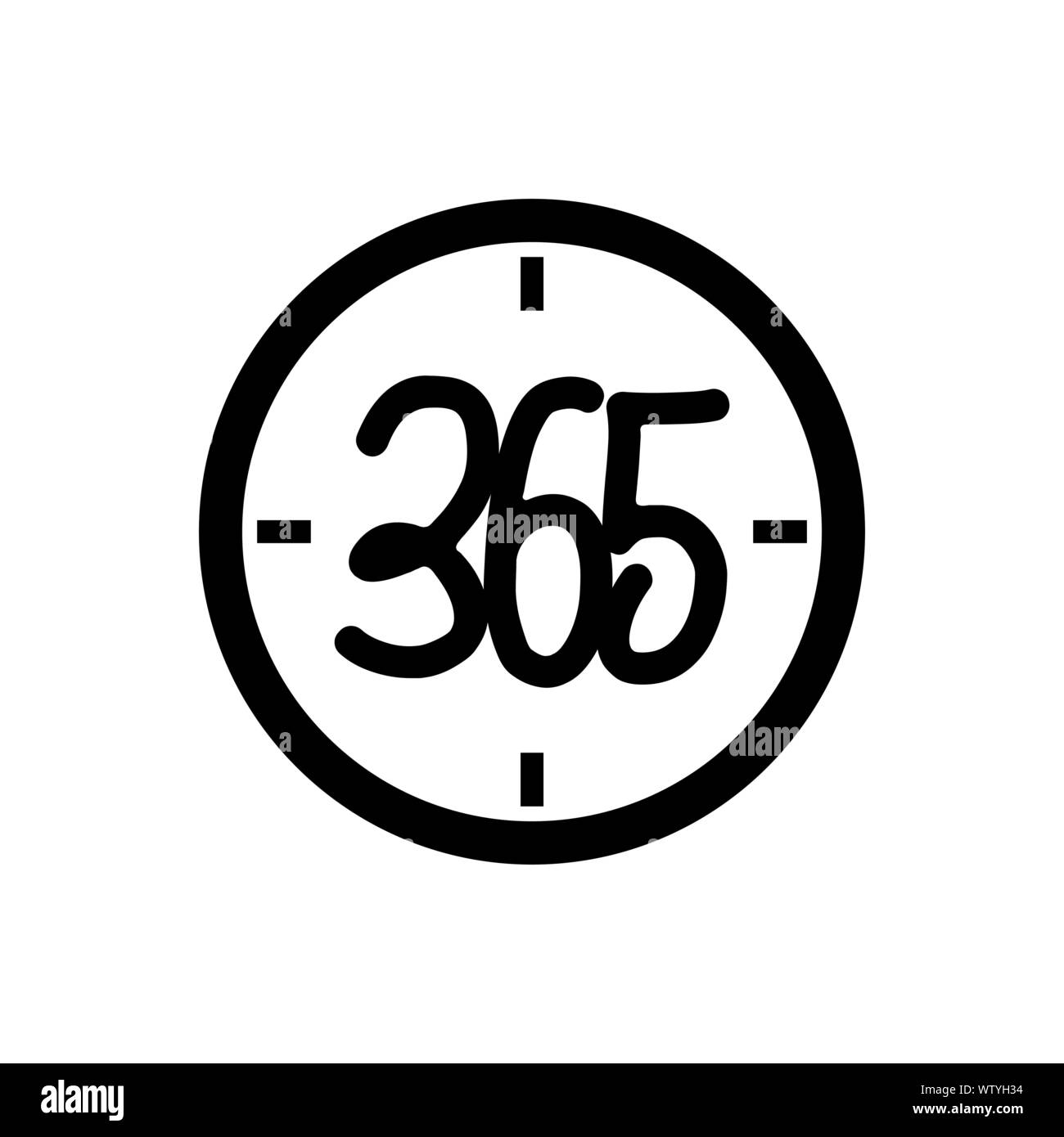 time watch 365 infinity logo icon design illustration black Stock ...