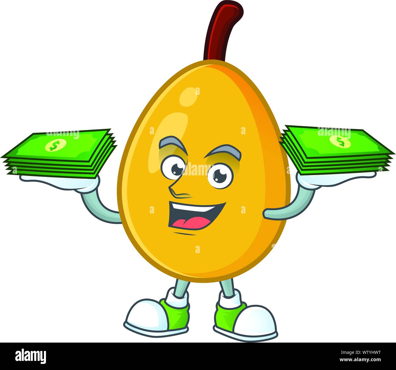 With money bag loquat cartoon mascot for diet food Stock Vector Image ...