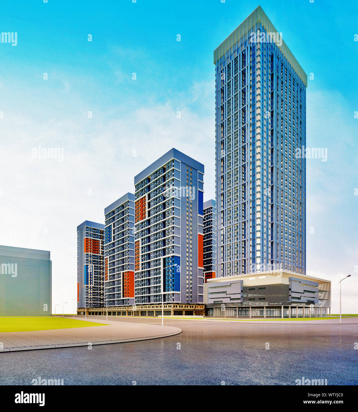 3d render. Building exterior Stock Photo - Alamy