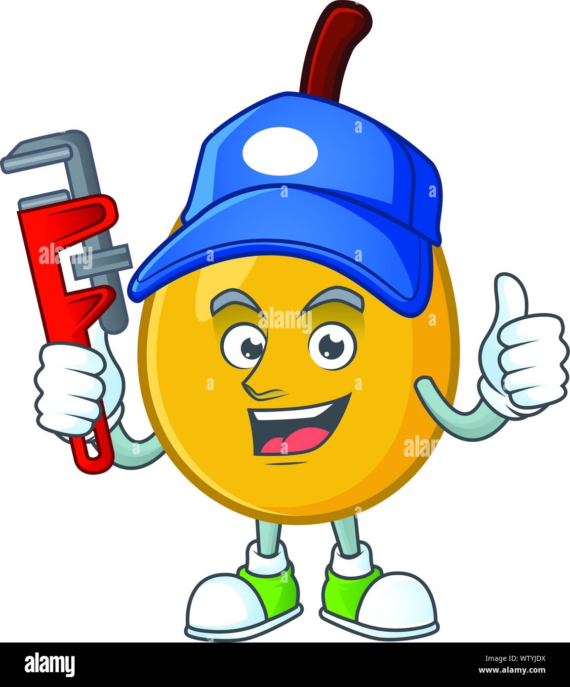Plumber loquat tropical fruit in cartoon mascot style Stock Vector ...
