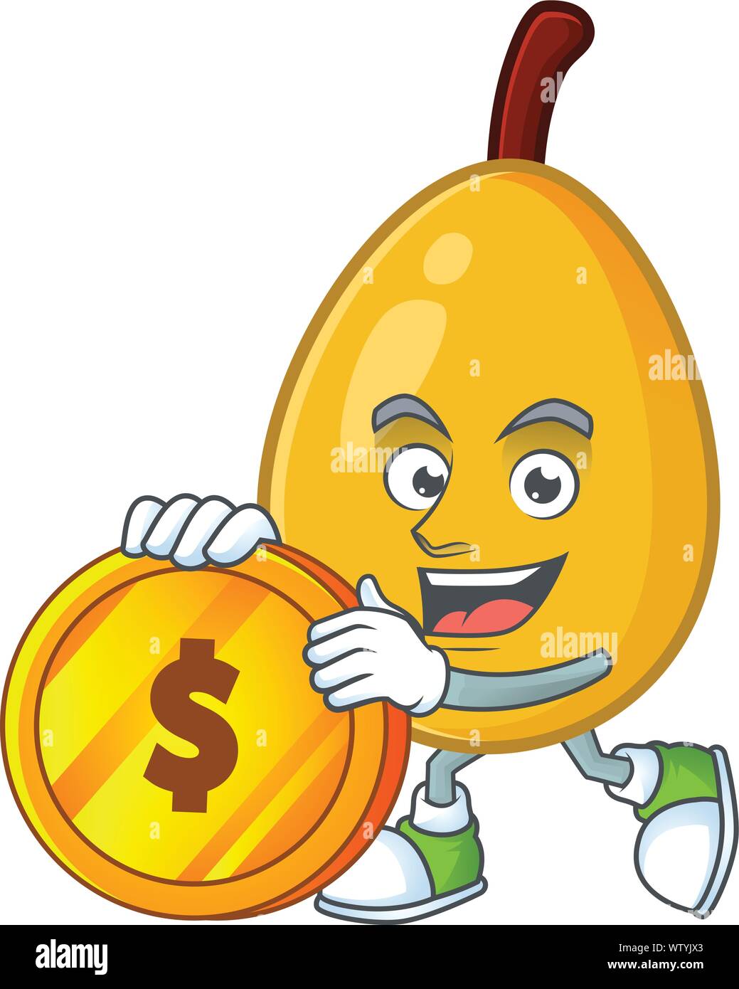 Bring coin loquat tropical fruit in cartoon mascot style Stock Vector ...