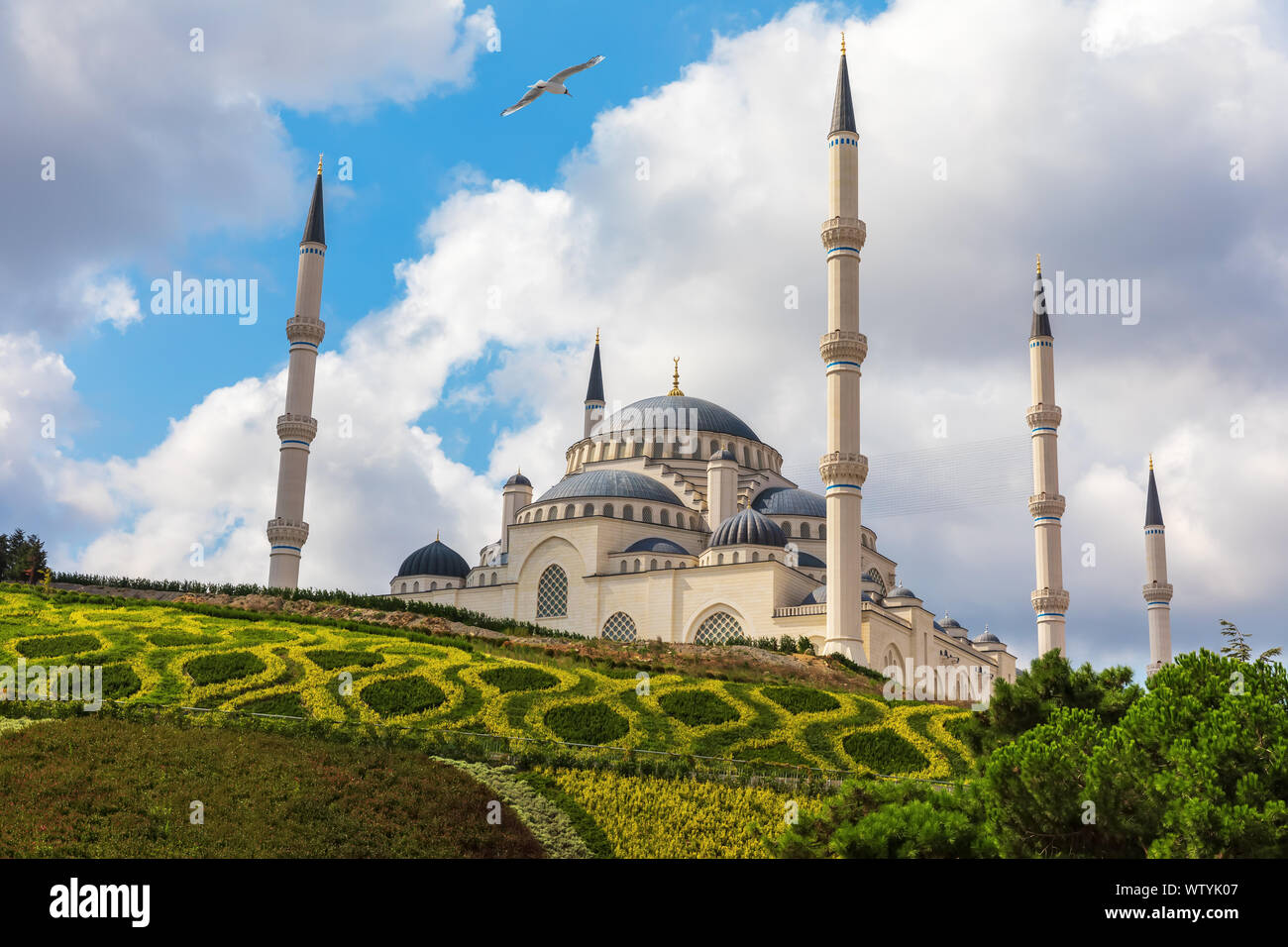 Camlica Mosque on the picturesque hill of Istanbul, Turkey Stock Photo ...