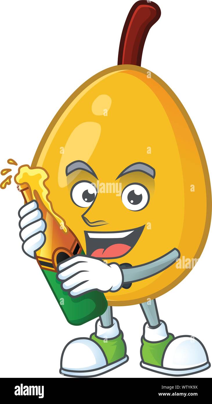 With beer loquat tropical fruit in cartoon mascot style Stock Vector ...