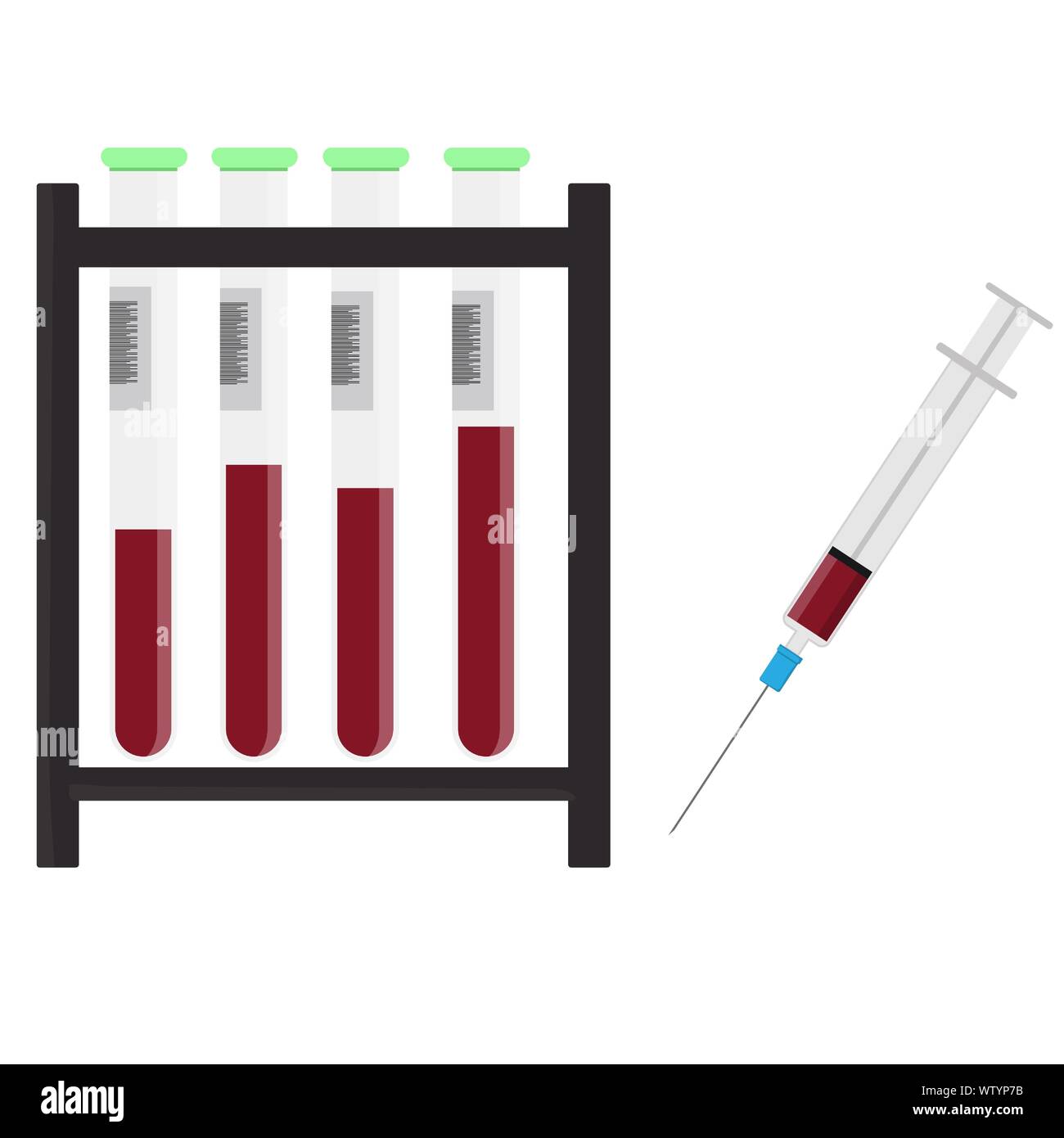 syringe and glass Blood Collection, drawing vector illustration ...